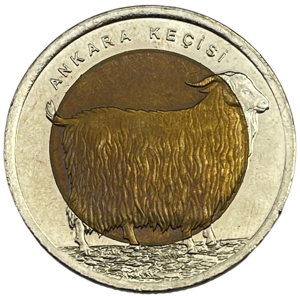 Турция 1 лира 2015 г. (Фауна Турции - Ангорская коза)