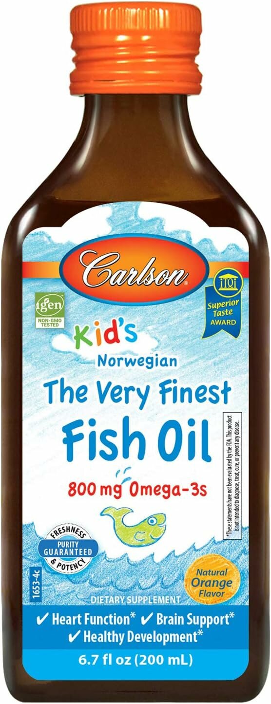 Carlson Kids Norwegian Fish Oil 800 mg Omega 3 200 ml (жидкая омега 3 для детей) апельсин