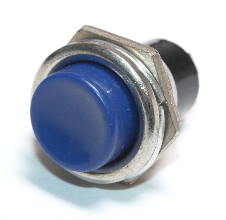 Кнопка PBS-26С круглая (металл.), без фикс, на размыкание ON - (OFF), синяя, 2A 250VAC