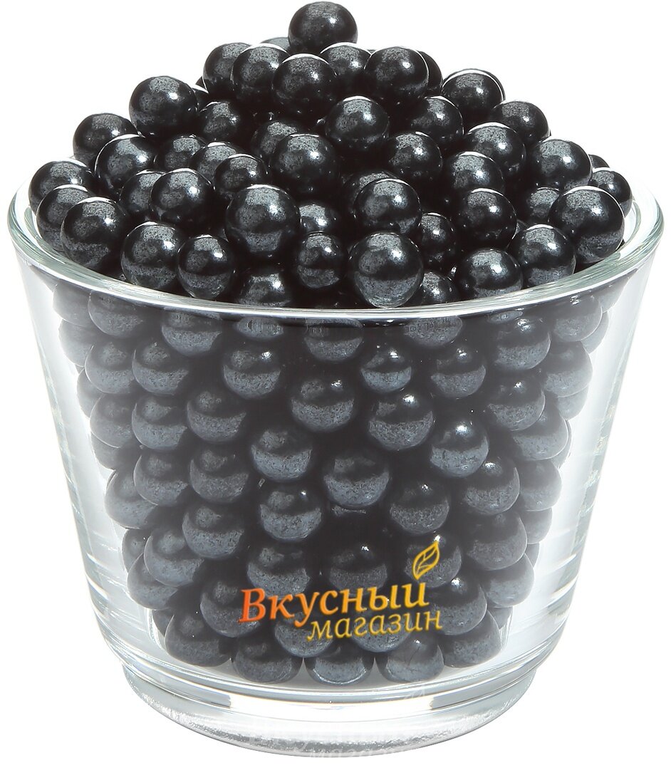 Декор Шарики Жемчуг черный 7 мм. Сладкий Мишка Sweet bear, 100 гр. (Набор из 3 шт.)