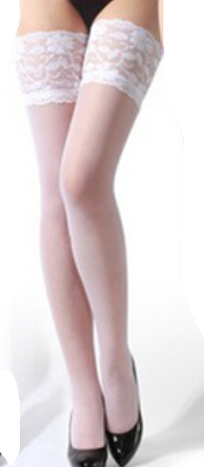 Белые чулки Casandana с широкой резинкой размер M для идеальной посадки и комфорта