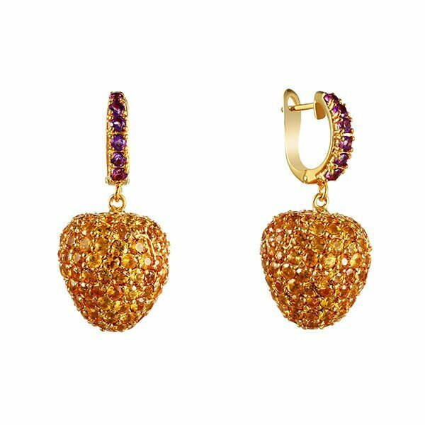Серьги ELEMENT47, серебро, 925 проба, аметист, сапфир
