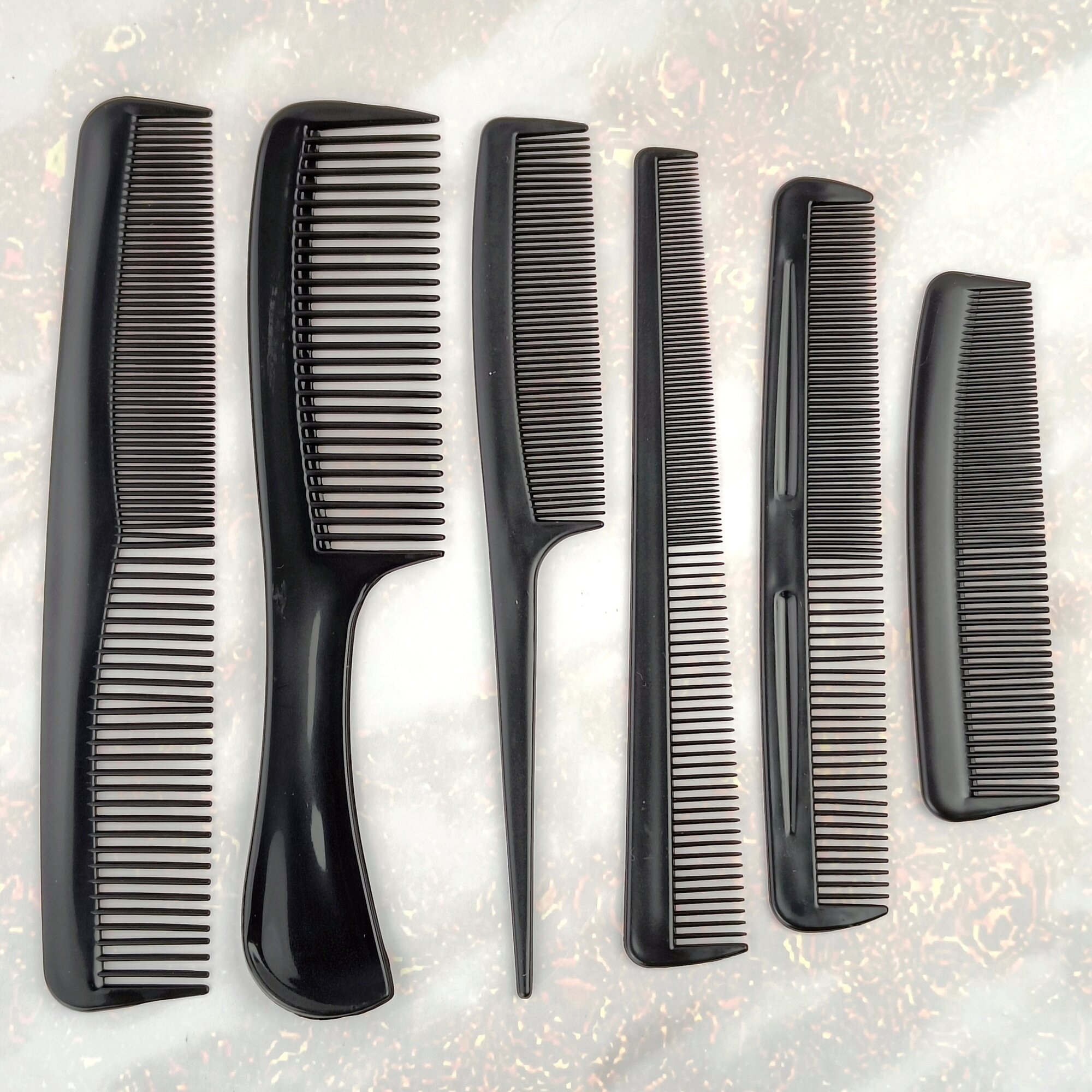 Набор расчесок-гребней Beautella, 6 шт, цвет: черный