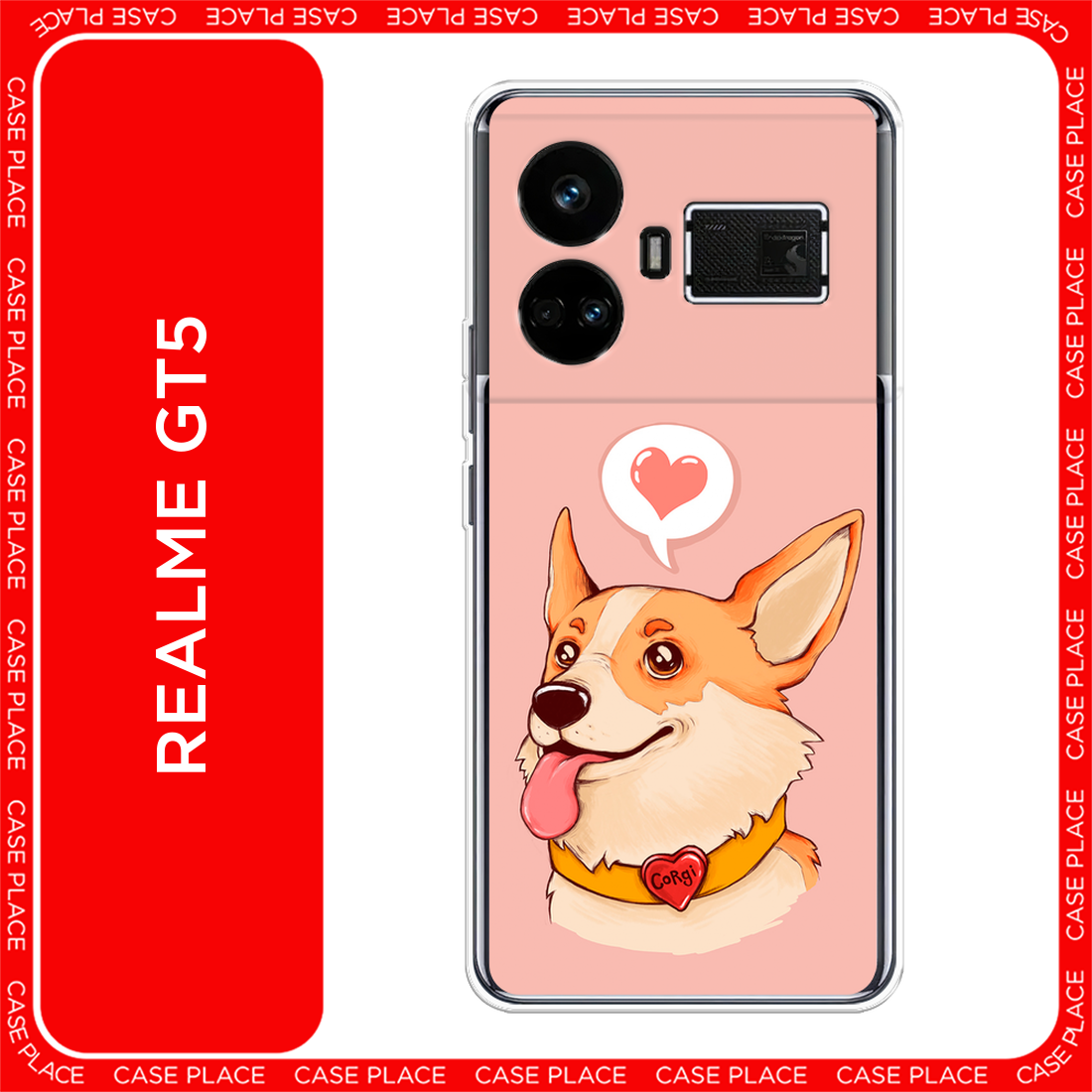 Чехол на Realme GT5 / Реалми GT5 с принтом Корги язык