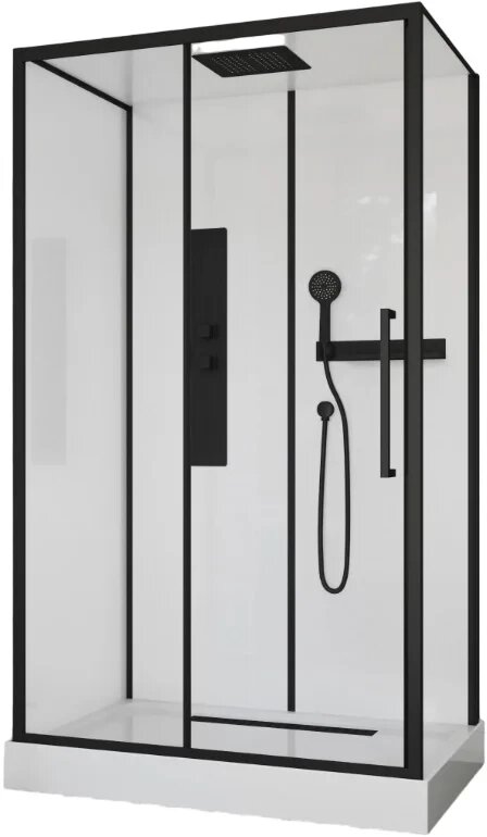 Душевая кабина Ceruttispa Ami120 120x80x210 см, с крышей, низкий поддон, профиль черный матовый, стекло прозрачное