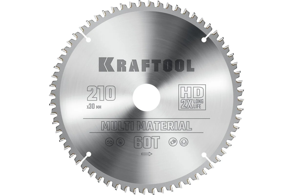 KRAFTOOL Multi material диск пильный по алюминию 210x30 мм, 64 зуба 36953-210-30
