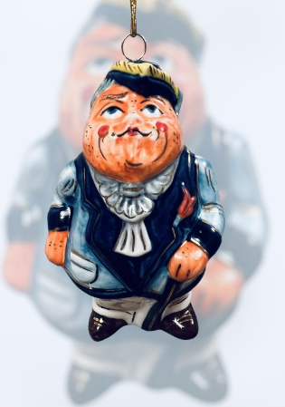 Игрушка на елку Барон Апельсин синий, фарфор