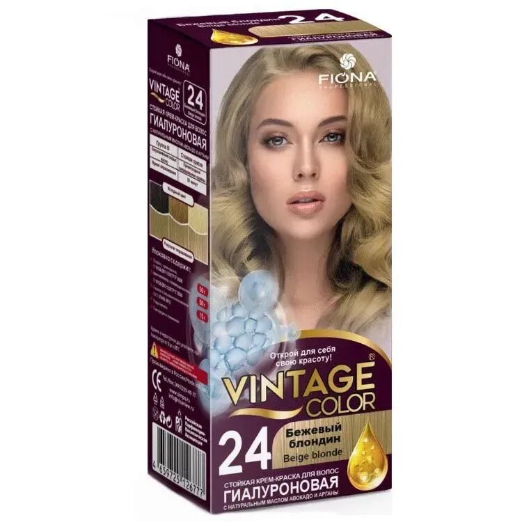 Краска для волос Fiona Vintage Color, тон 24 Бежевый блондин