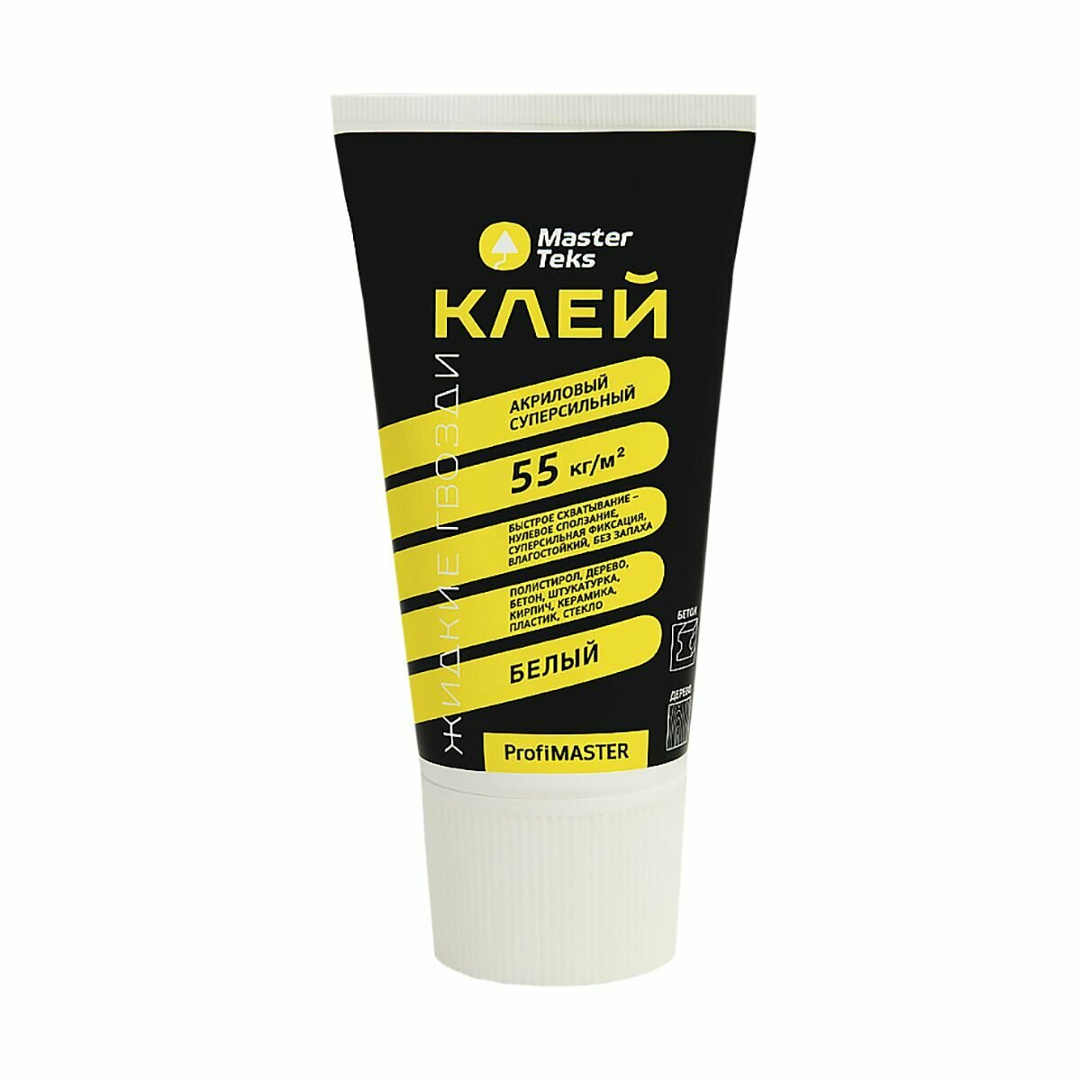 Клей акриловый MasterTeks PROFIMASTER, суперсильный, 200 г, белый, 55 кг/м2