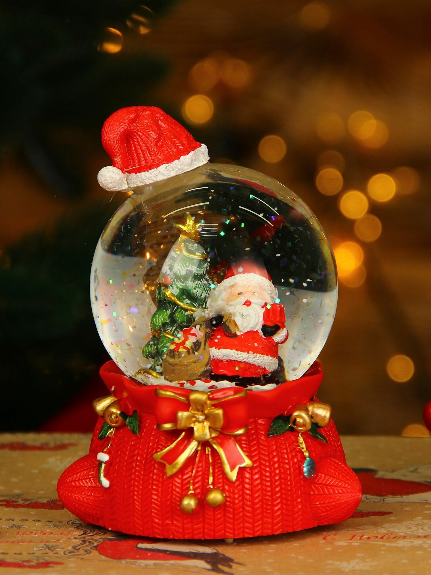 Новогодний фонарь "Снежный Шар", 12х12х12 см, музыкальный, светящийся