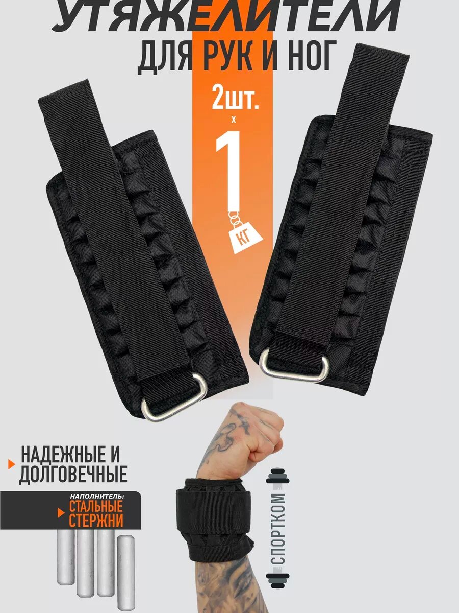 Утяжелители для рук и ног с регулировкой веса 2*1кг
