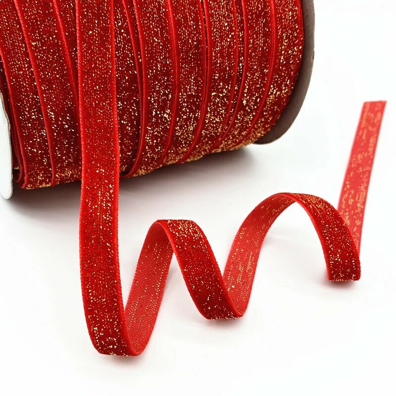 Бархатная лента 10 мм, 16 цветов Красный, 14, 1 yard