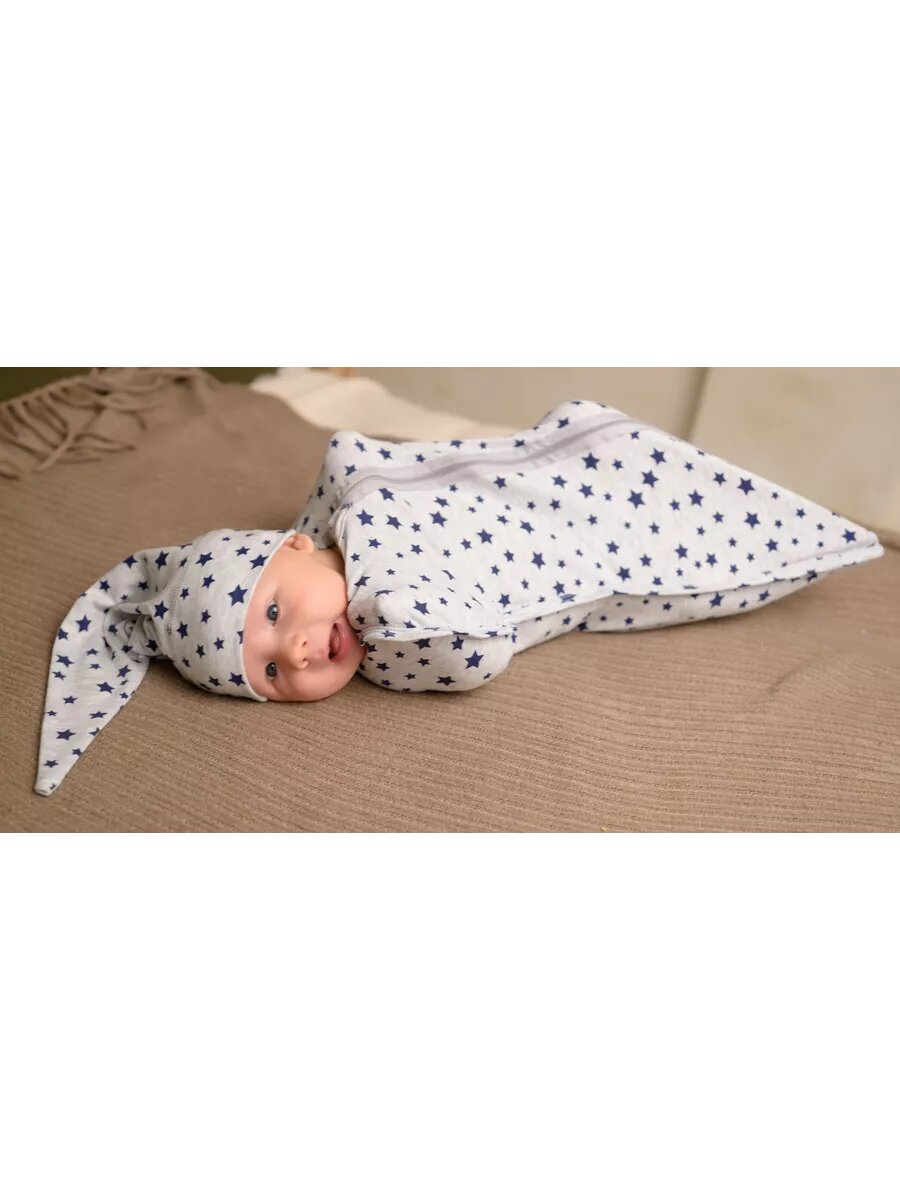 Пеленка для пеленания новорожденных с шапочкой, кокон для новорожденных, пеленка на молнии