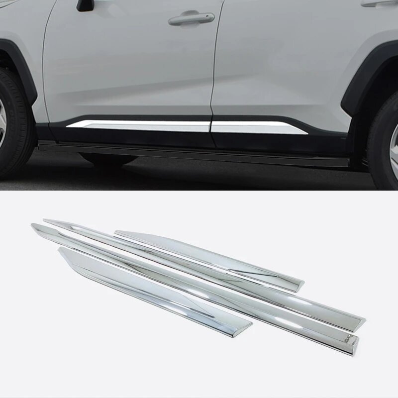 Для Toyota RAV4 RAV 4 XA50 2019 -2023 Гибридный ABS углеродное волокно молдинг боковых дверей автомобиля Защита от царапин боковые полосы отделка ABS chrome B