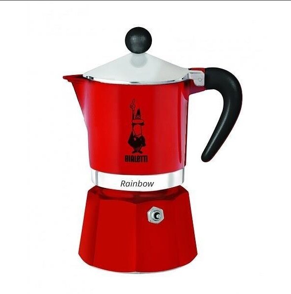 Гейзерная кофеварка Bialetti Rainbow 4962 160 мл. на 3 чашки Red