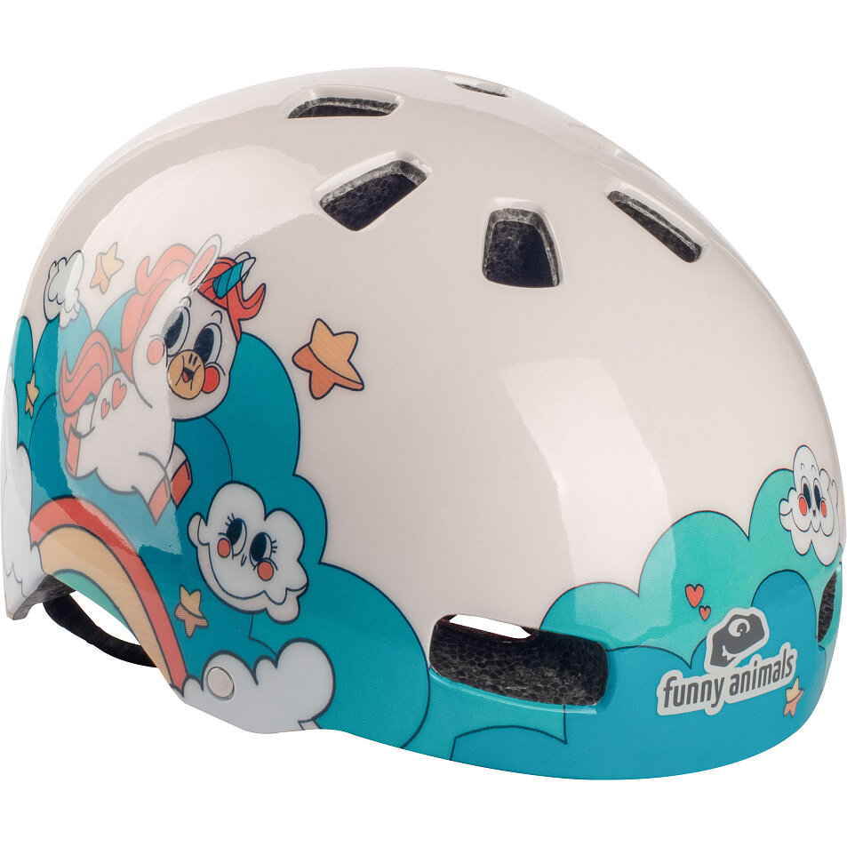 Защитный детский шлем для велосипеда/для роликов Funny Animals Unicorn Pink, размер 51-55 cм