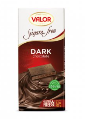 Шоколад VALOR горький SUGAR FREE 100 г, имеет удобную форму и размер
