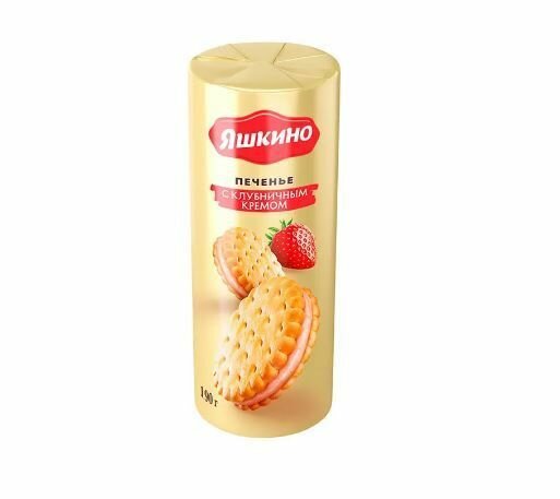 Яшкино Печенье-сэндвич с клубничным кремом, затяжное, 190 г