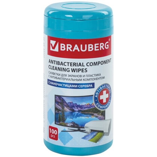 Салфетки Brauberg антибактериальные для мониторов, оптики И пластика, плотные, , 100 шт, ВБ, 880722