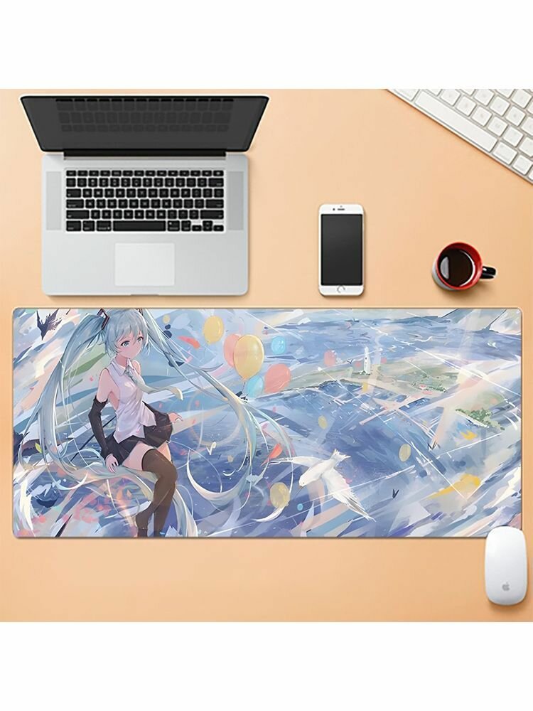 Miku Игровой коврик для мыши из аниме-мультфильма Хацунэ Мику. Встроенный настольный 40x90xxl