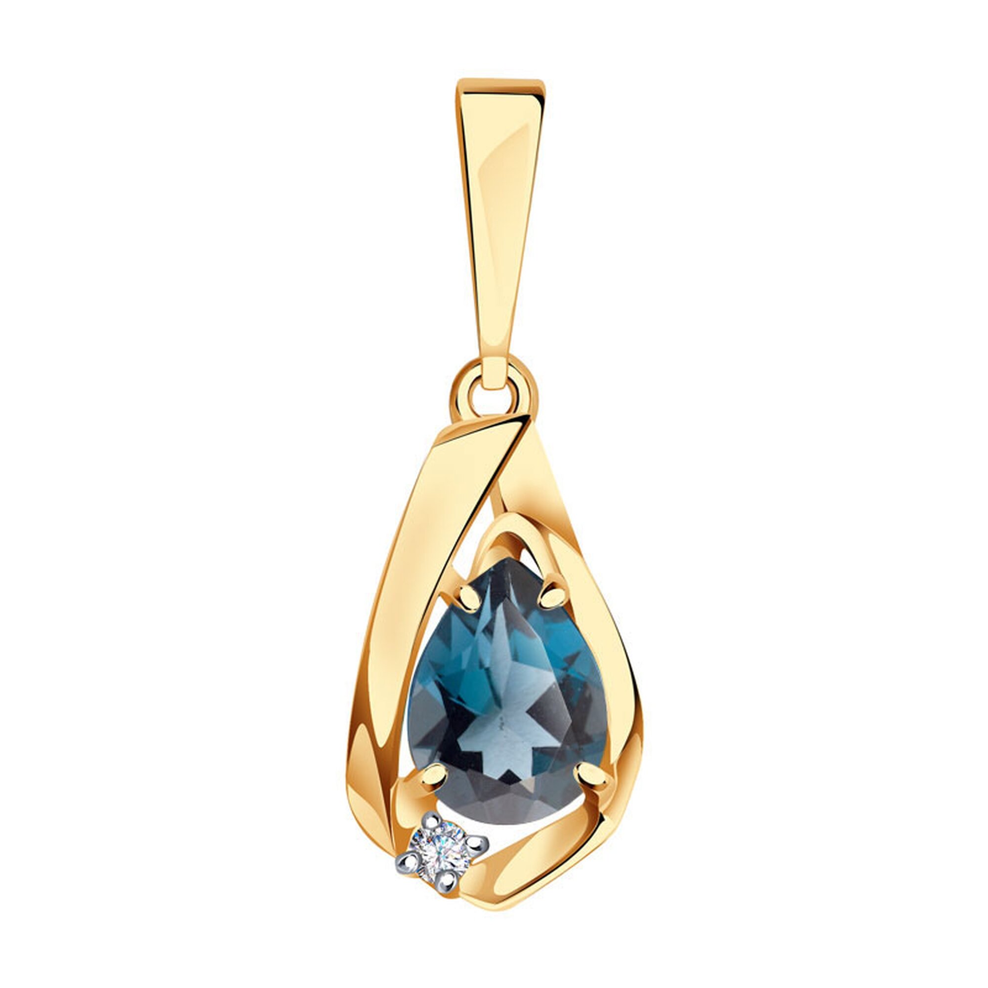 Подвеска, красное золото, 585 проба, фианит, Лондон топаз