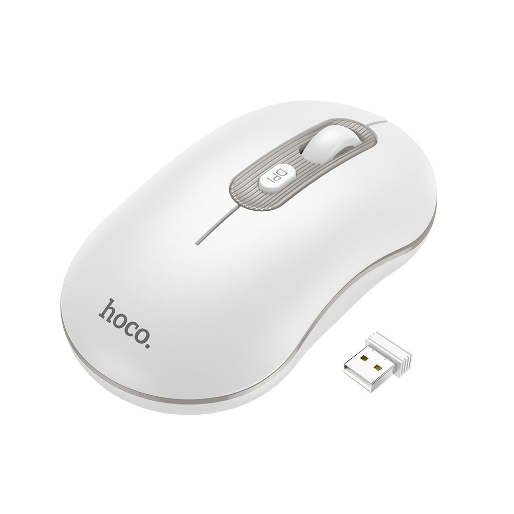 Hoco Мышь беспроводная HOCO GM21 Platinum, Bluetooth, 1600 dpi, белый