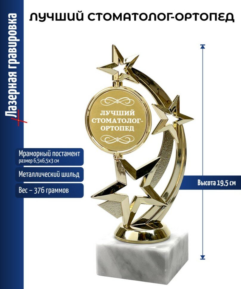 Статуэтка Звезда "Лучший стоматолог-ортопед" (19,5 см)
