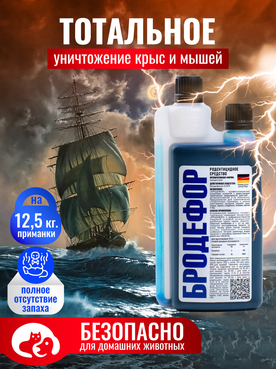 Бродефор 250 мл. родентицидное средство от грызунов, концентрат эмульсии