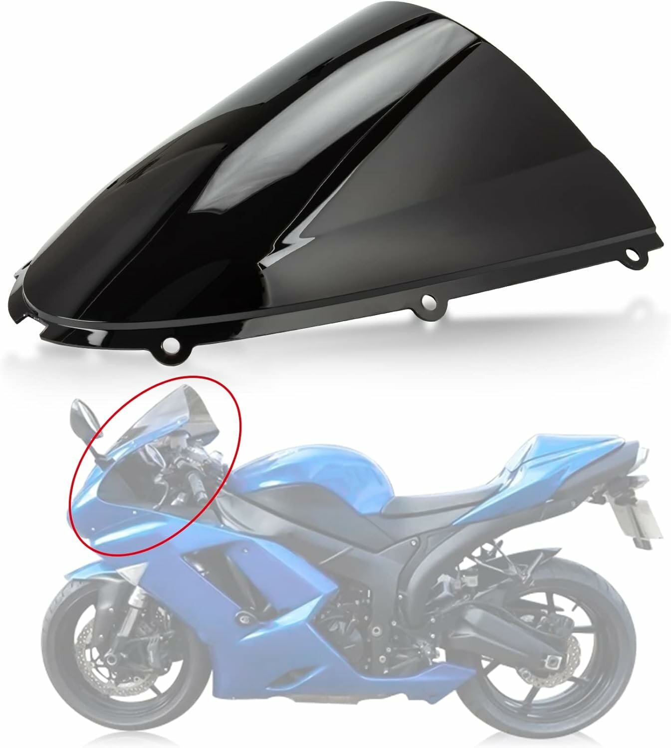 Ветровое стекло мотоцикла Kawasaki Ninja ZX6R 636 2005-2008 ZX10R 2006-2007