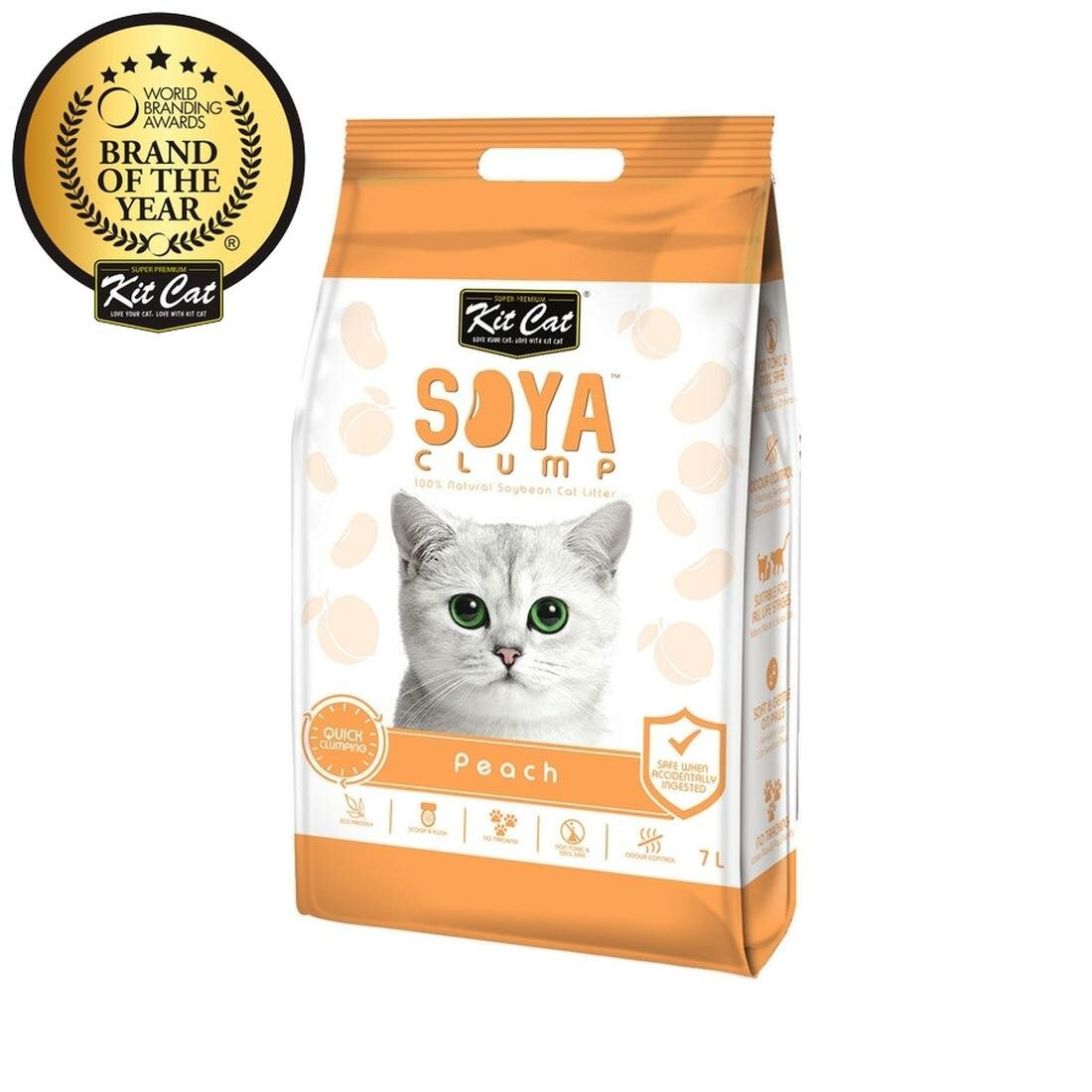 Kit Cat SoyaClump Soybean Litter Peach соевый биоразлагаемый комкующийся наполнитель с ароматом персика 7 л
