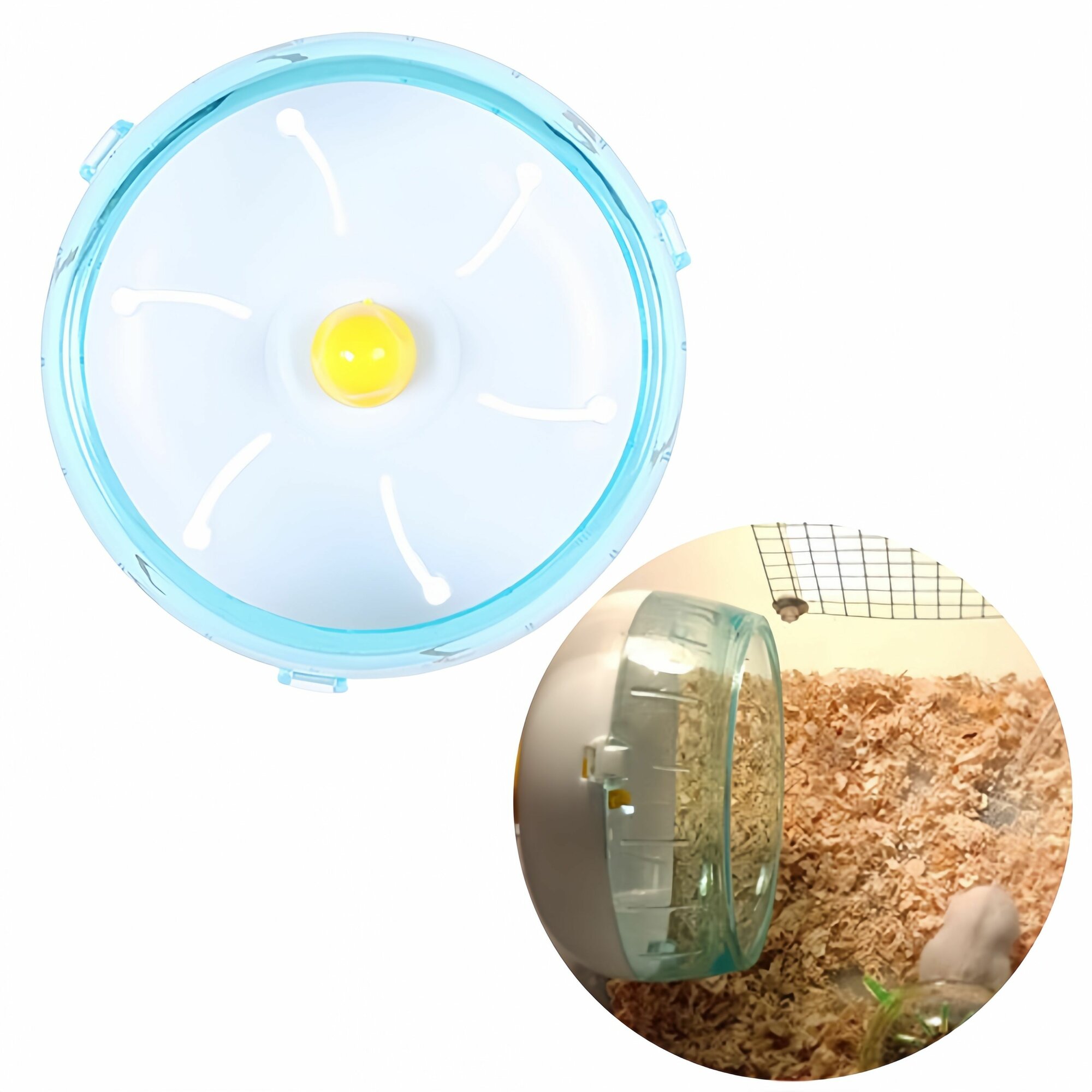 14см синий Беговое колесо бесшумное для хомяков, крыс, песчанок