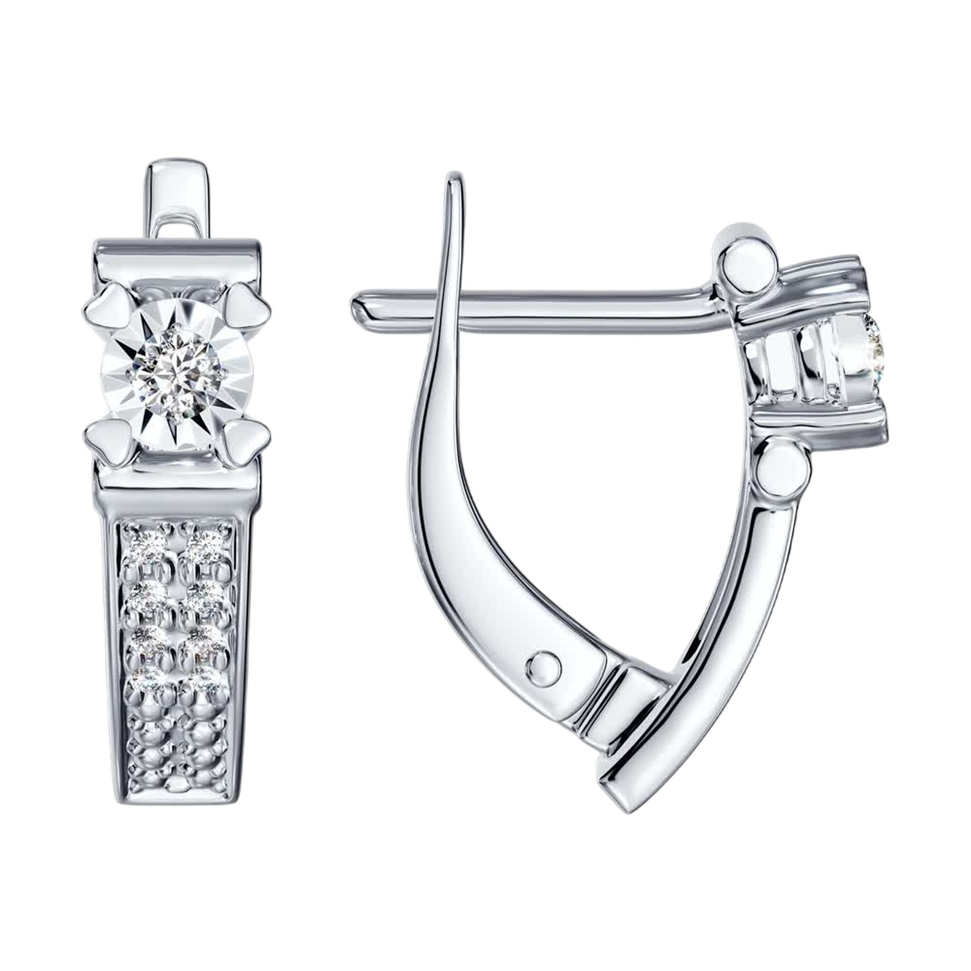 Серьги, белое золото, 585 проба, бриллиант