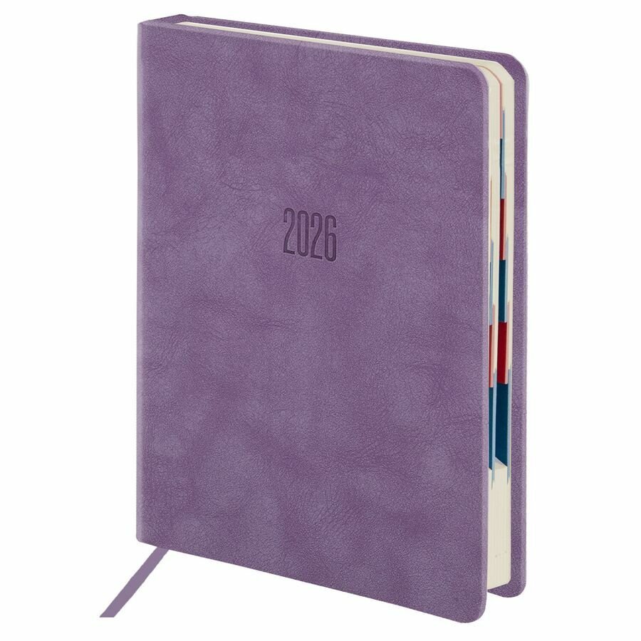 Ежедневник датированный 2026 B6 125х173 мм, GALANT "Vivid", под кожу, сиреневый