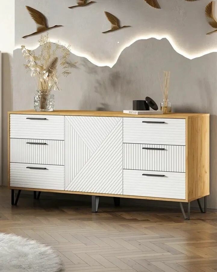 Комод Флэш 1500 Браш Вайт/Дуб Крафт