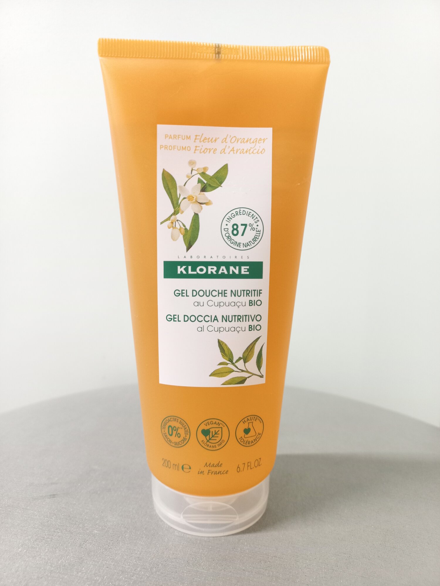 Клоран Питательный гель для душа цветок апельсина с органическим маслом Купуасу 200 мл