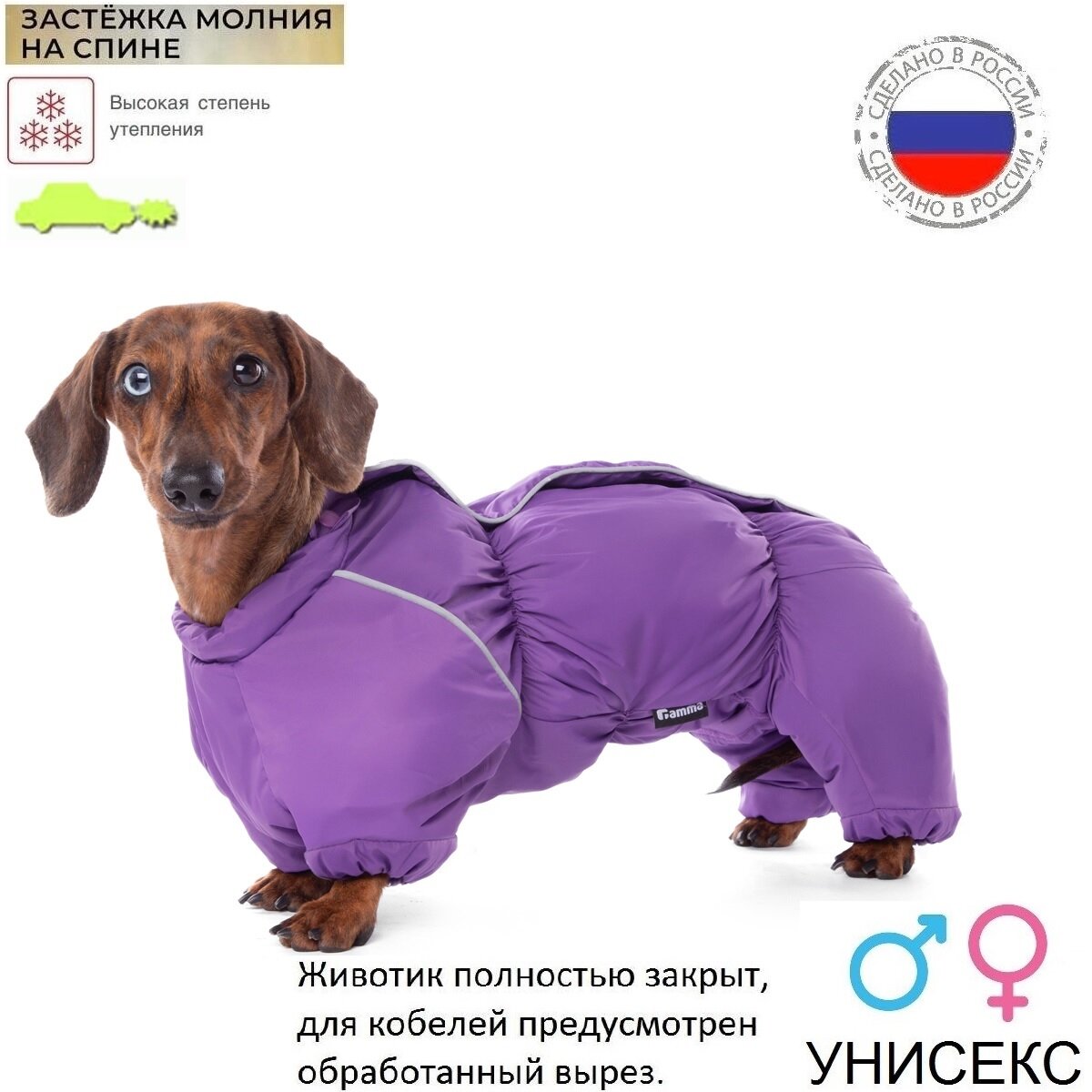 Комбинезон зимний "Такса" фиолетовый (41см )
