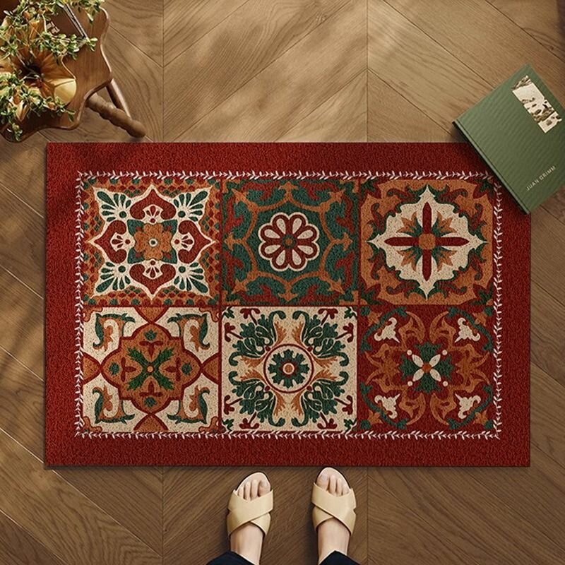 Коврик для пола с рисунком из красной плитки, можно резать, 50x80 см