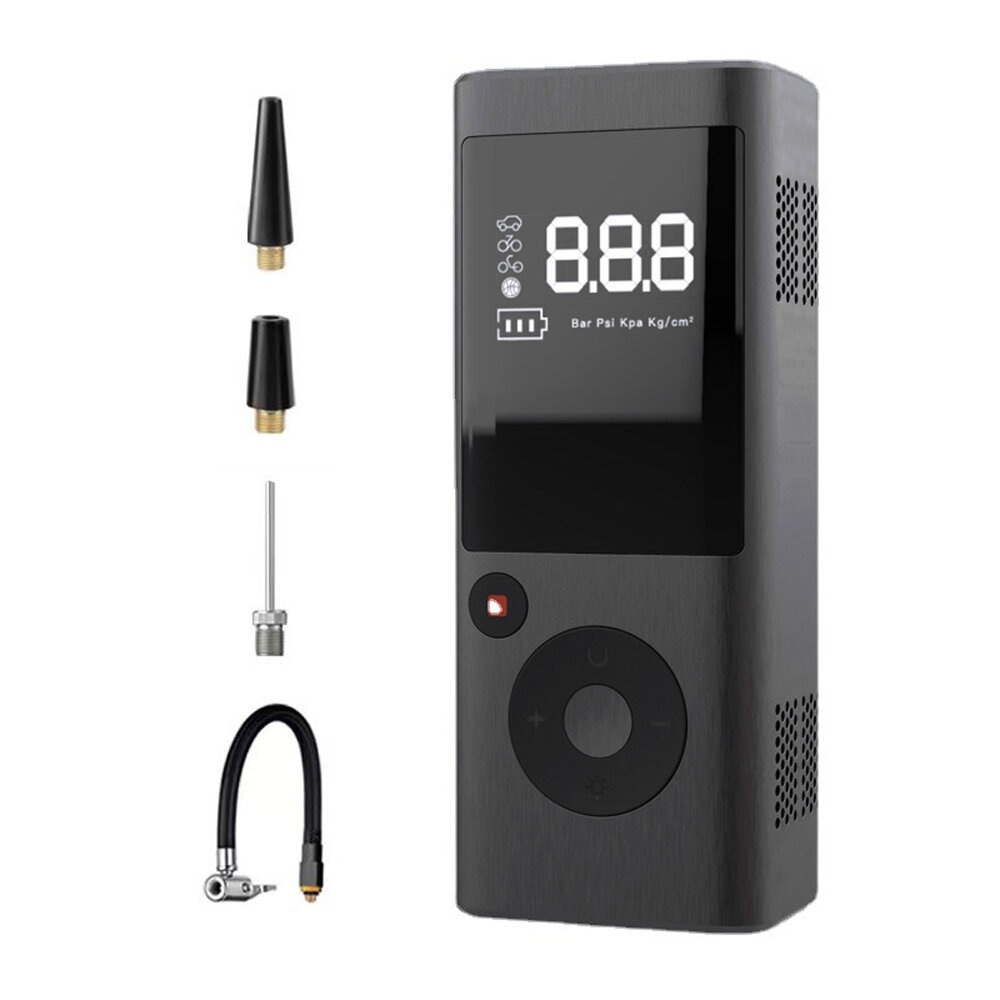 Многофункциональный бескарточный насос для автомобильных шин с USB зарядкой и цифровым дисплеем, портативный компрессор для надувания, черный, 12В, 60Вт, батарея 3.7В 3000мАч, размер 155*60*45мм, вес упаковки 670г, в комплект входят 1 насос, 1 USB