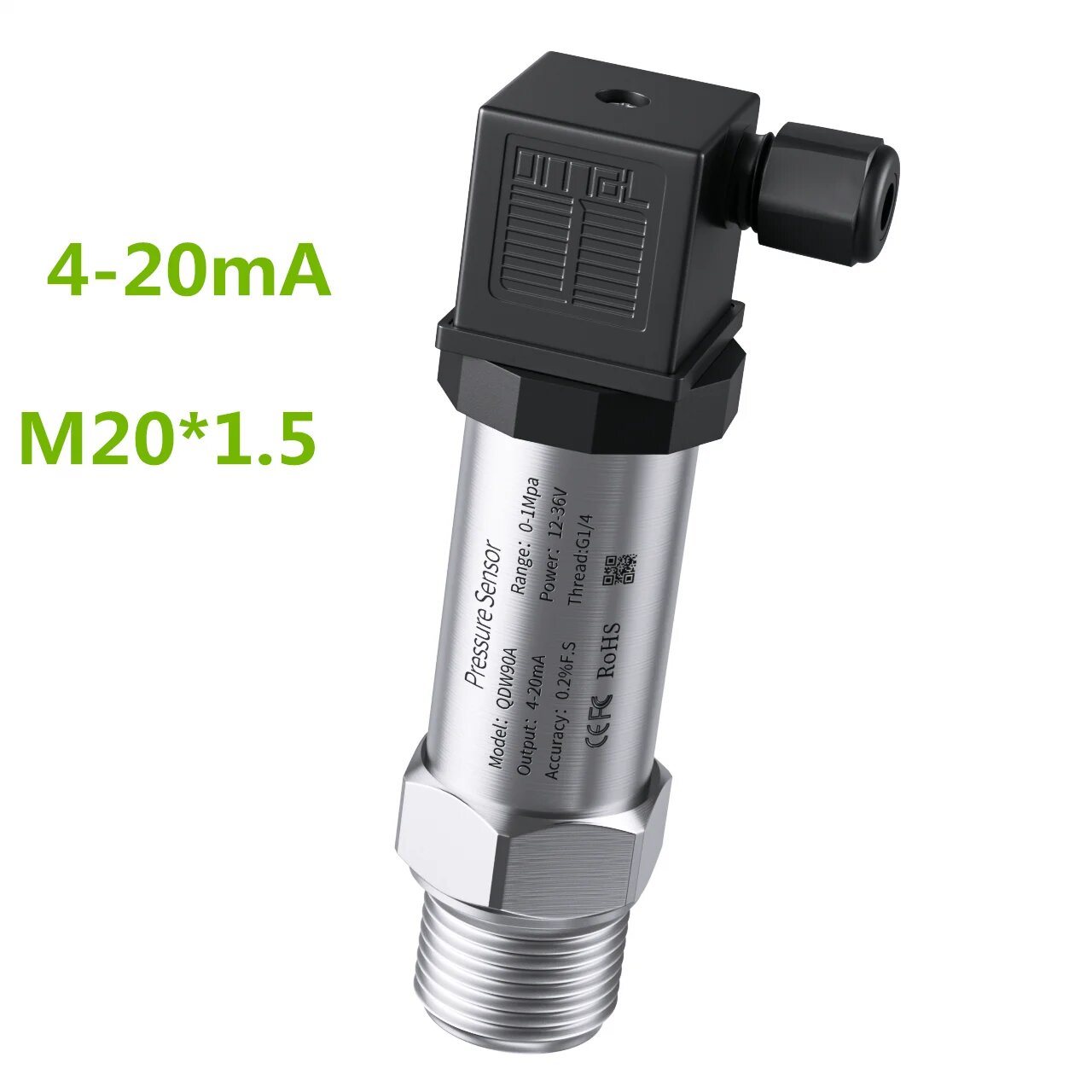 0,1 бар, 1 бар, 10 бар, 50 бар, 200 бар, 600 бар, датчик давления, датчик -1-1bar, 4-20mA M20 1.5