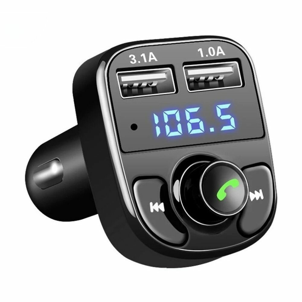 X8 Автомобильный Комплект Громкой Связи: Двойное USB-зарядное Устройство (быстрая Зарядка) + FM-передатчик Bluetooth 5.0 + Аудиоприемник MP3