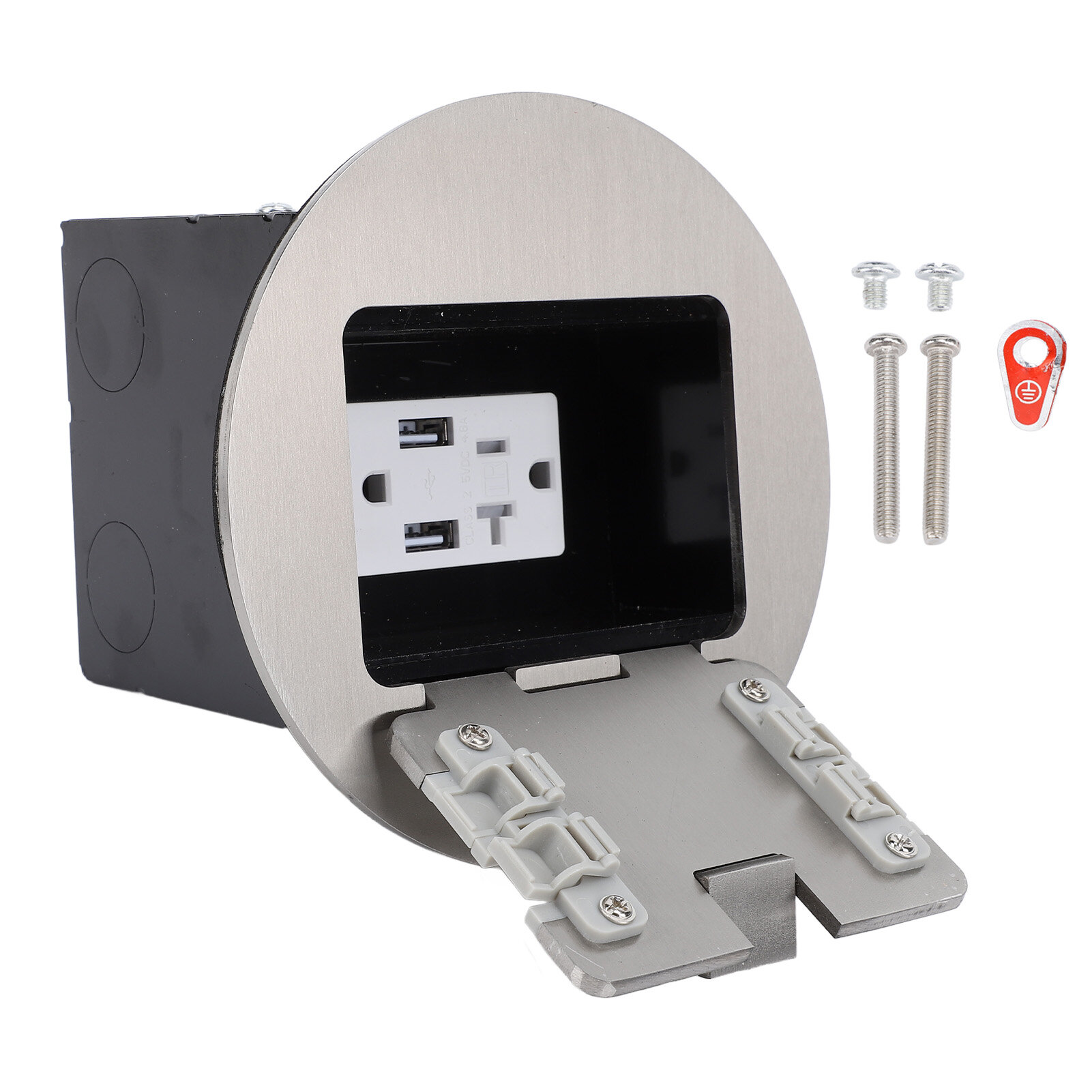 Встраиваемая напольная розетка 2500 Вт 20 А с 2 розетками и 2 USB-портами, напольная электрическая розетка из нержавеющей стали для ПК