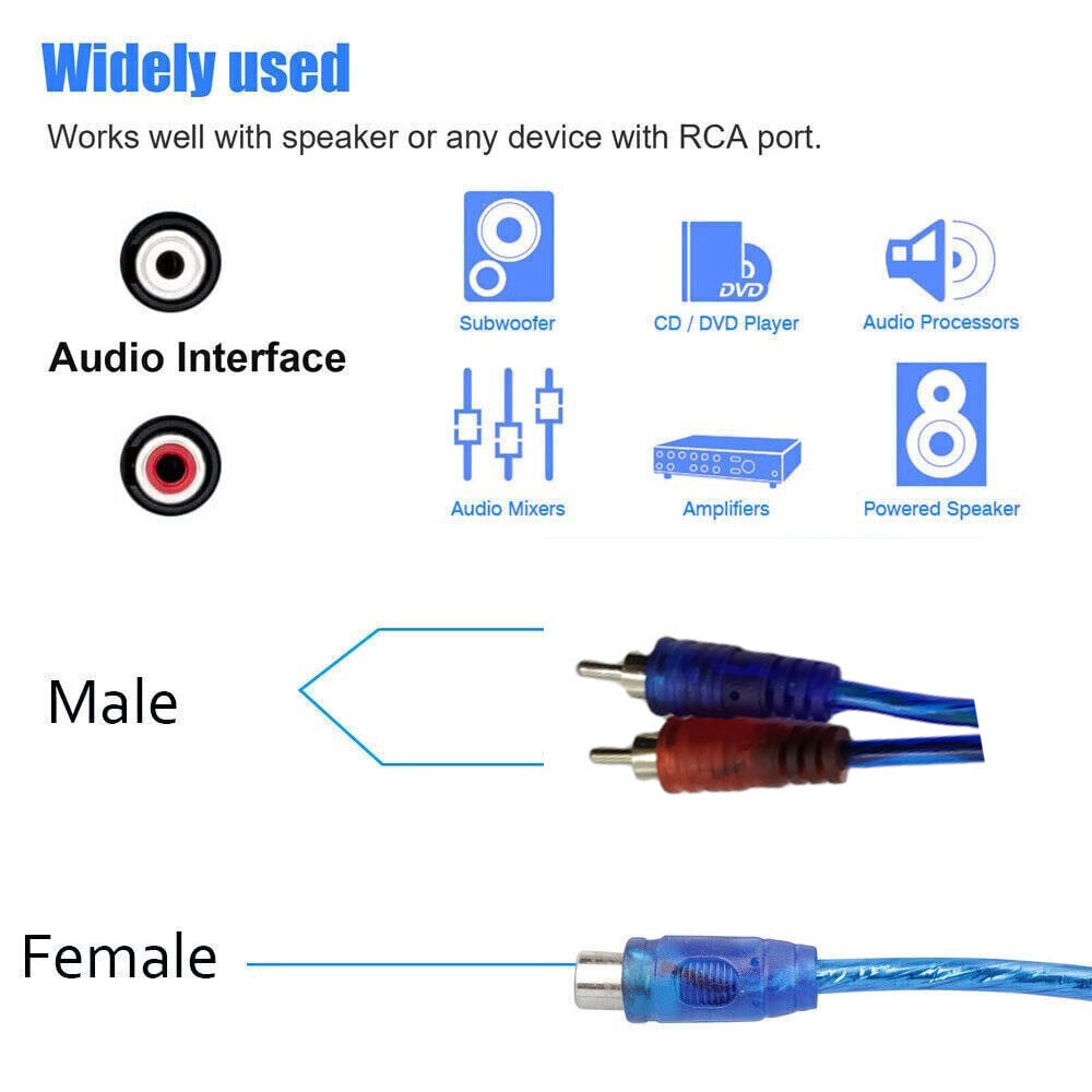 2шт Rca Y Splitter Аудиоразъем Кабельный Адаптер От 1 Розетки До 2 Штекерных Соединительных Кабелей