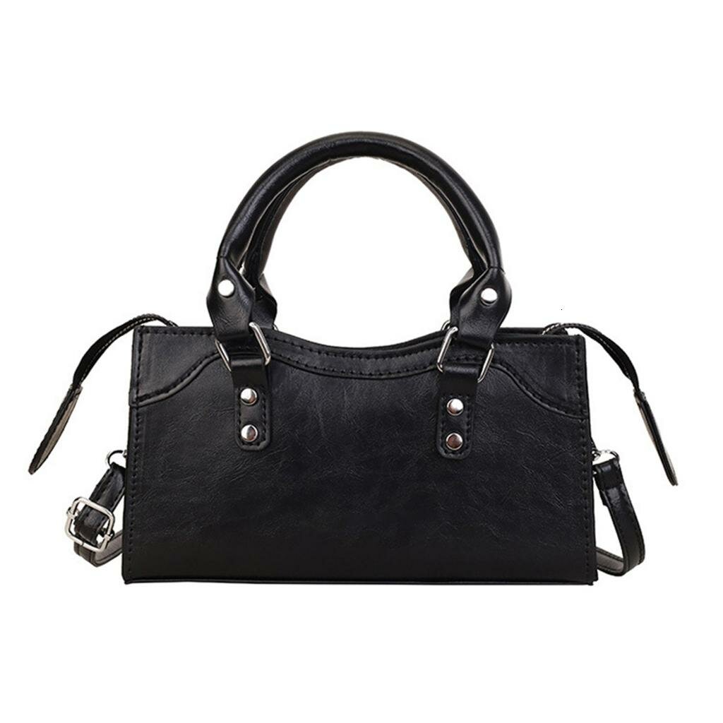 Однотонная сшитая сумочка, маленькая квадратная сумка, повседневная сумка-мессенджер через плечо-черный