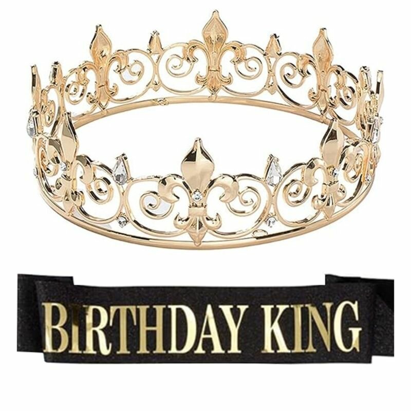 Набор для вечеринки с Лентой king's crown birthday Для Мужчин-Золотой