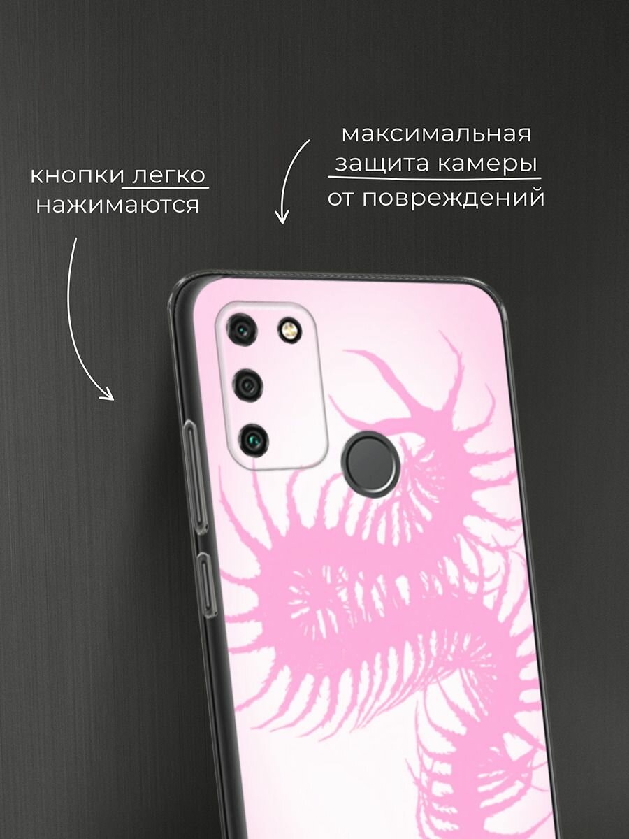 Силиконовый чехол на Honor 9A / Хонор 9А с принтом Розовая многоножка — фото 1