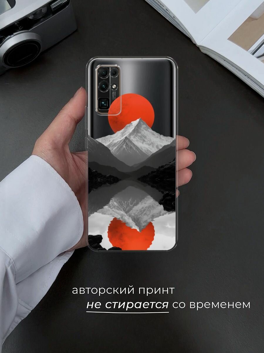 Чехол на Honor 30 / Хонор 30 с принтом Белая гора 2, прозрачный — фото 1