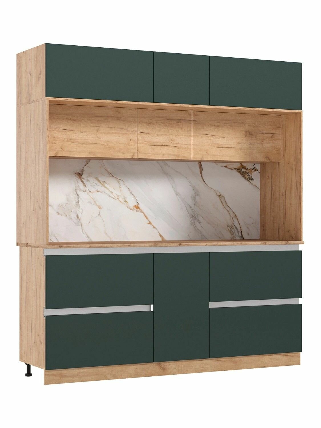 ЛДСП Кухня Карина Центральная секция 2050 (с местом под ПМ) (Изумрудный, Дуб Крафт)