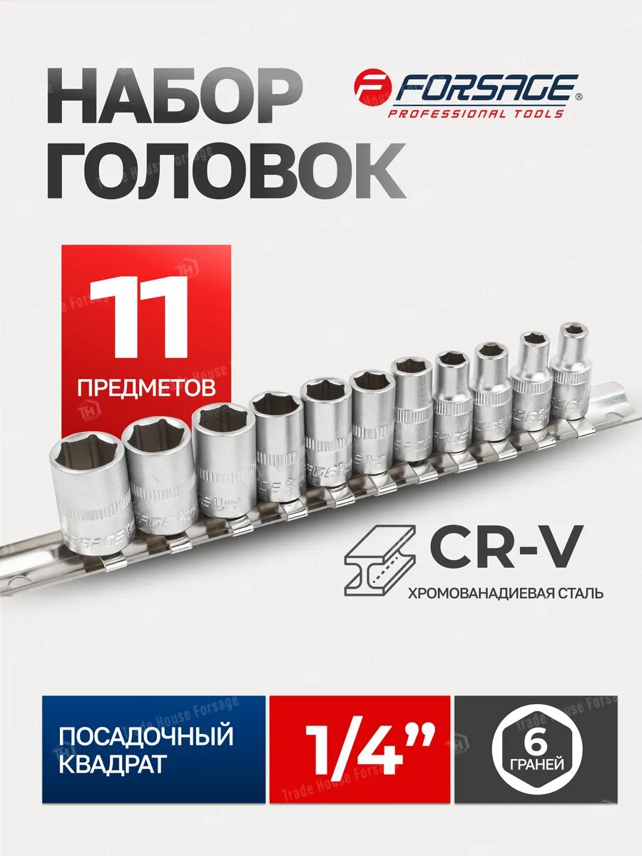 Набор торцевых головок 1/4