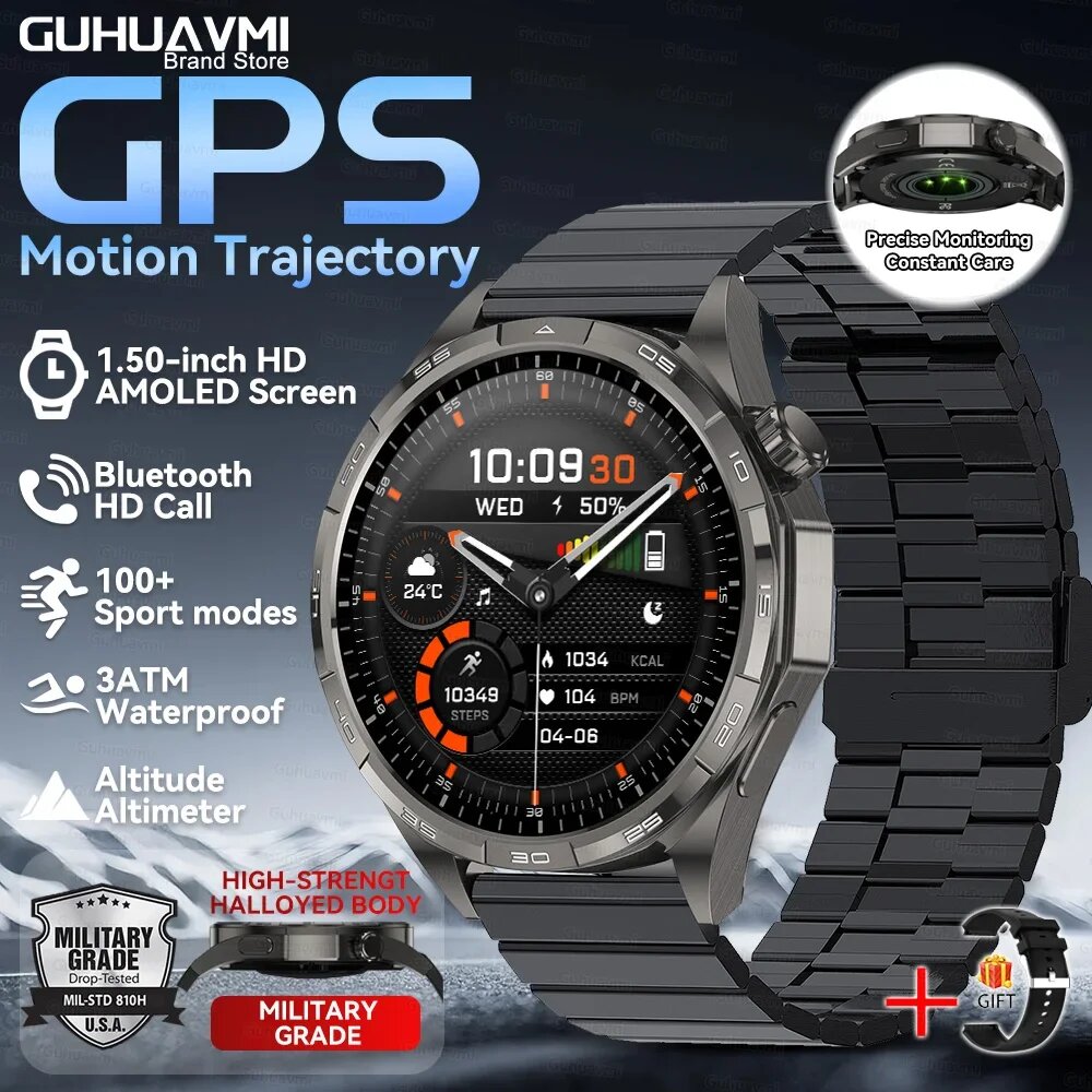 GUHUAVMI Watch 6 Pro Smartwatch для мужчин Black Steel B