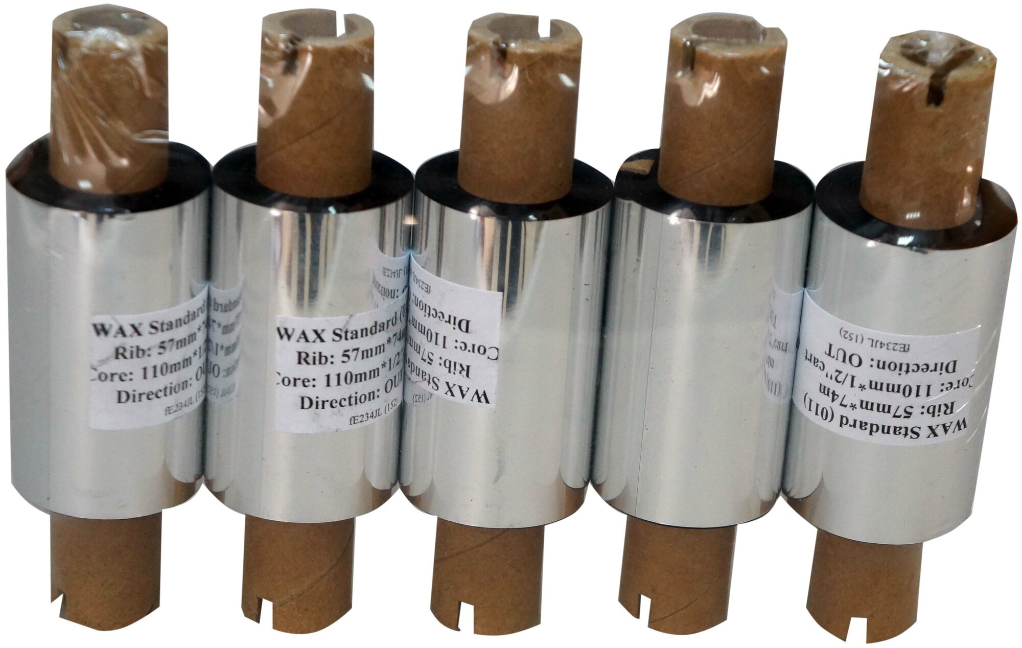 Красящая лента риббон WAX Standard 57мм x 74м втулка 110мм. Черная 5 шт